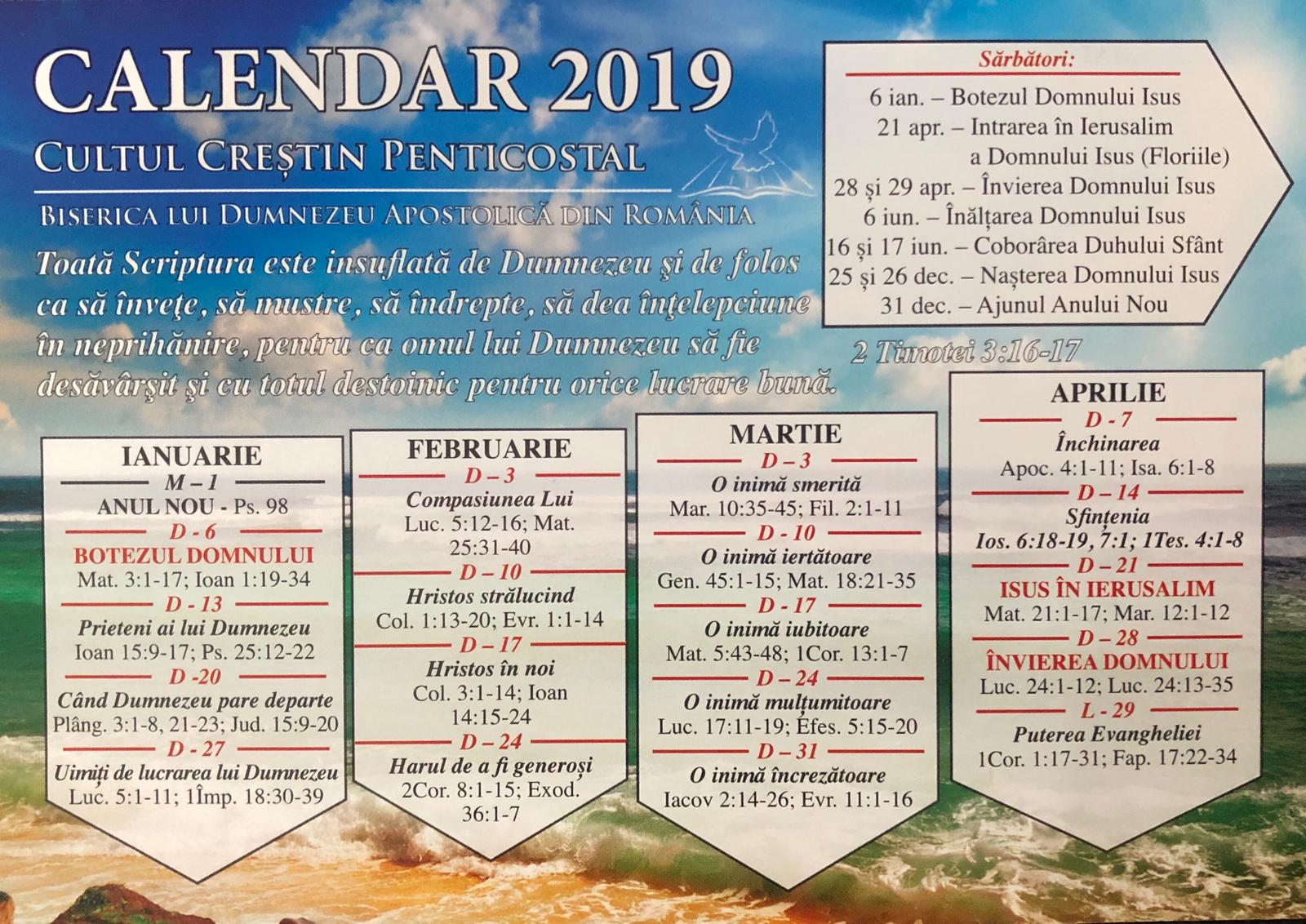 Calendar biblic 2019 - isaharus.ro
