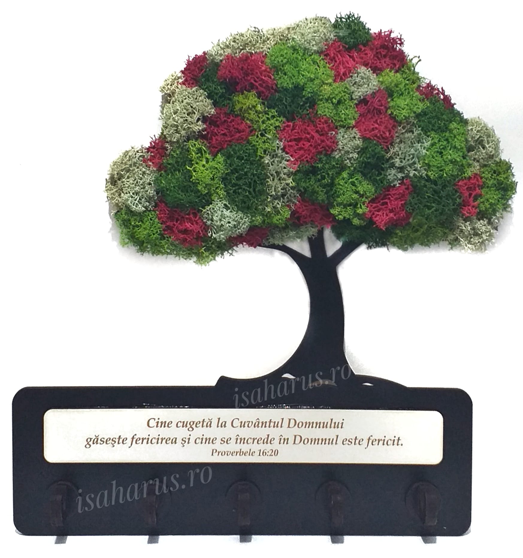 Suport de chei cu licheni personalizat - Proverbele 16:20