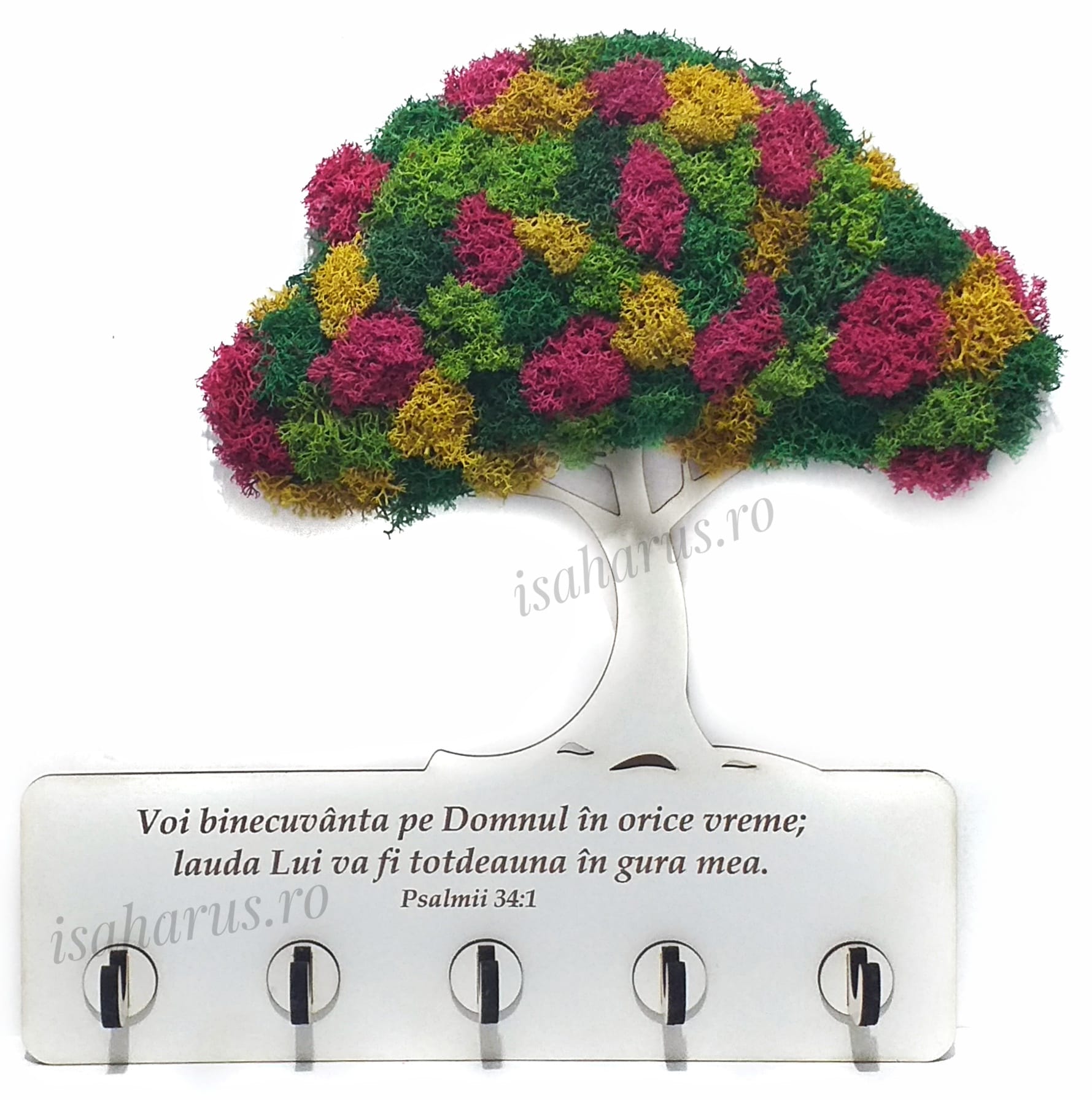 Suport de chei cu licheni personalizat - Psalmii 34:1