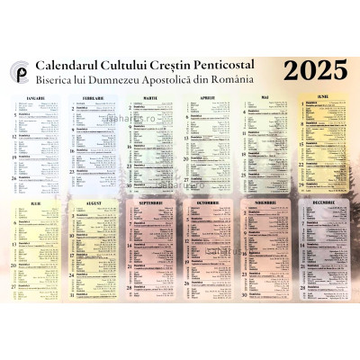 Calendar de perete al Cultului Creștin Penticostal 2025
